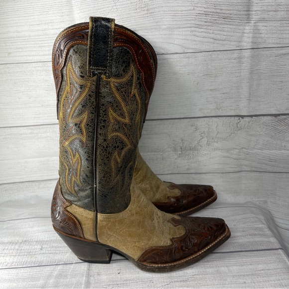 Stetson | Shoes | Stetson Womens 6 Hand Tooled Overlay Cowgirl Snip Toe ...